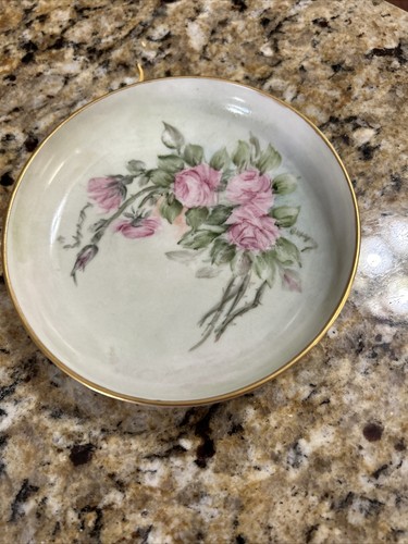 Trinket Dish Pink Roses HP Nina V. Negus N.Y. | eBay