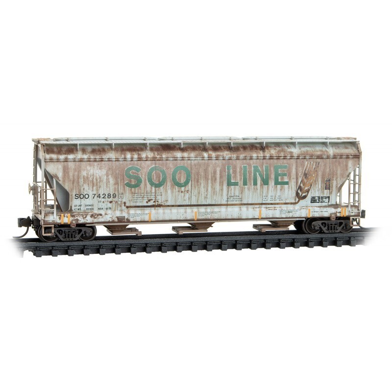 Micro Trains N Scale ~ Soo Line ACF Center Flow Hopper Weathered 2 Pc ...