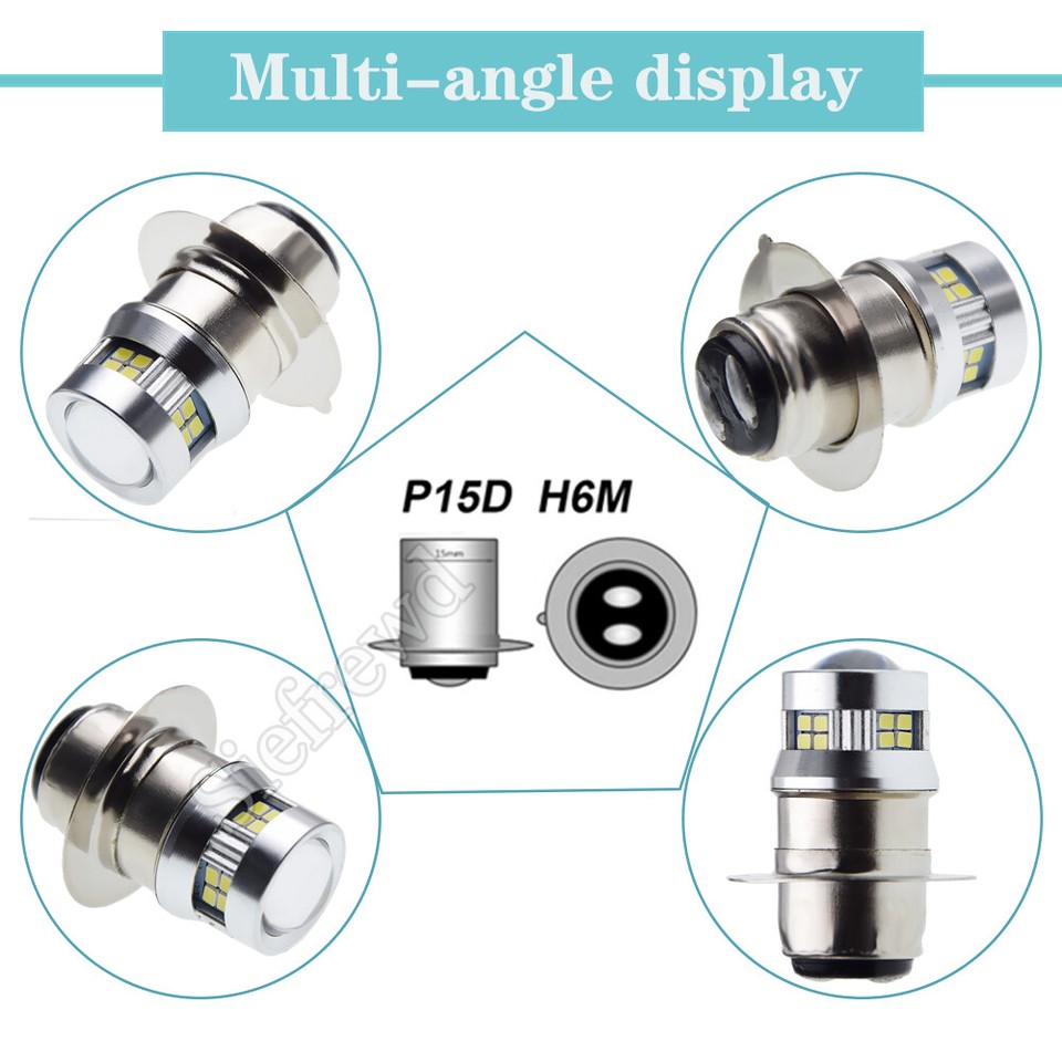 2Pcs Motorbike LED Headlight Bulb P15D PX15D T19 P15-25-1 H6M Hi/Lo ...