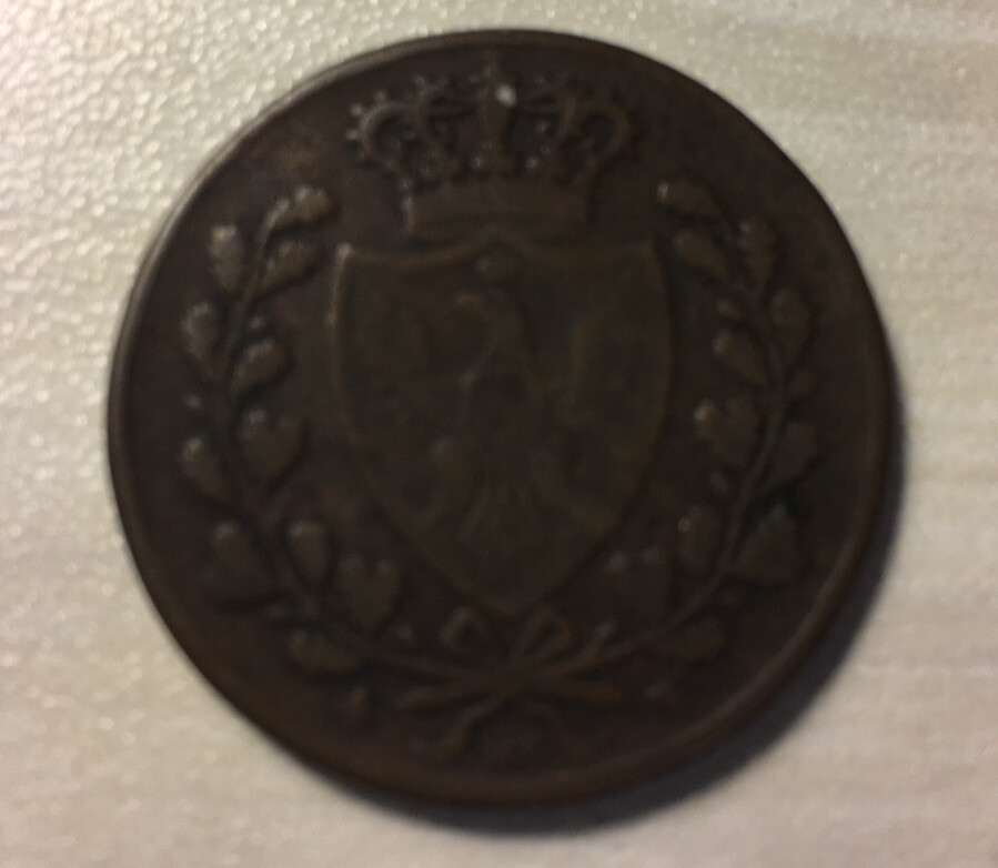 Italy 5 Centesimi 1826 Sardinia Italy Copper Foreign Coin Italy 5 Centesimi 1826 Sardinia Italy Copper Foreign Coin