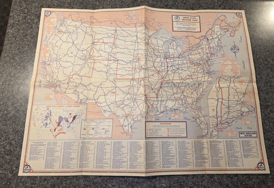 US Defense Map Richfield Worldwide Western Hemisphere Strategic Bases ...