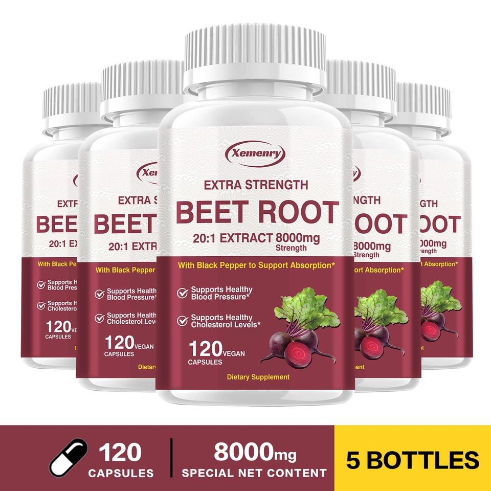Beet Root 20:1 Extract 8000mg Capsules- Brain, Heart & Blood Pressure ...
