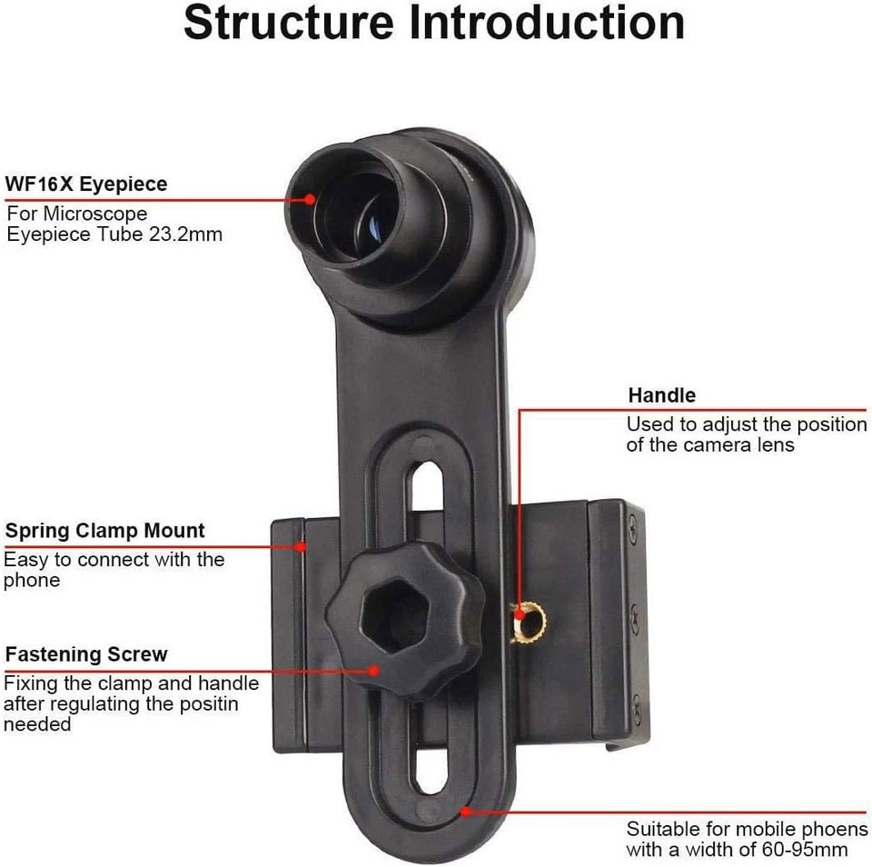 Smartphone Camera Adapter for Microscope Eyepiece Tube 23.2mm - Black ...