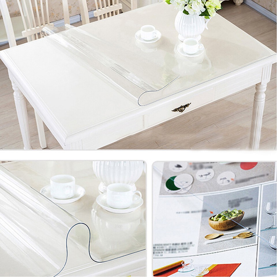 60x120cm Clear PVC Table Cover Thick Tablecloth Protector Transparent ...