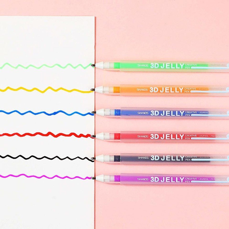 6/12Pcs 3D Jelly Pen Set Candy Color Gel Pen Glossy Jelly Pens ...
