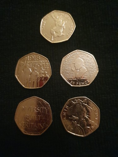 50p coins Many/Variations circulated and un-circulated 1998-2019 Great ...