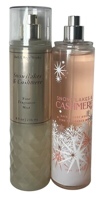 2-Bath & Body Works SNOWFLAKES & CASHMERE Fragrance Mist Body Spray 90% ...