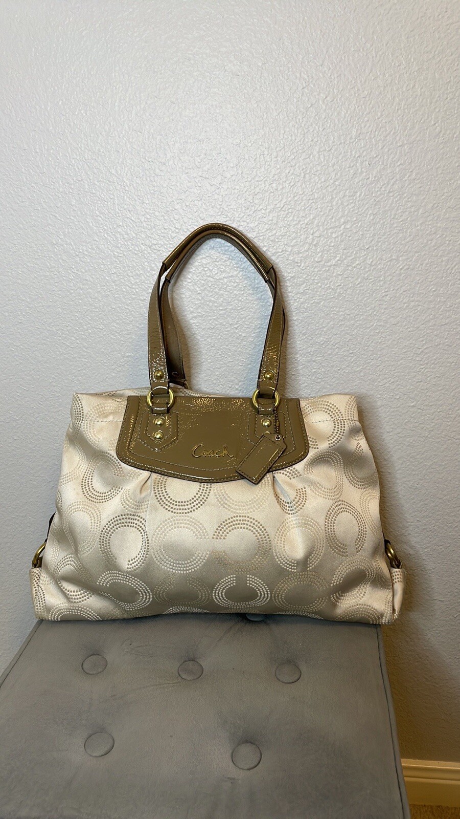 Coach Ashley Dotted OP Signature Satchel Purse Light … - Gem