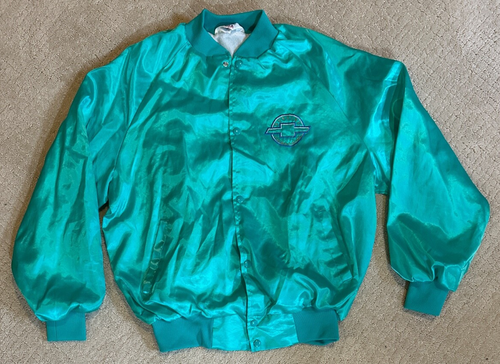 Vintage Genuine Chevrolet Bomber Jacket Adult XL Baby Blue Satin West ...