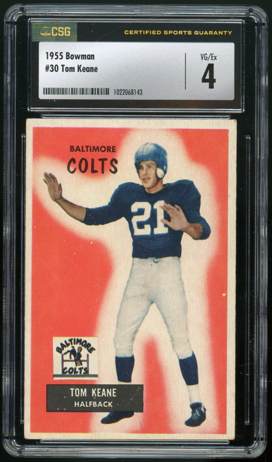 TOM KEANE 1955 Bowman #30 Baltimore Colts 2nd Year CSG 4 VG/EX | eBay