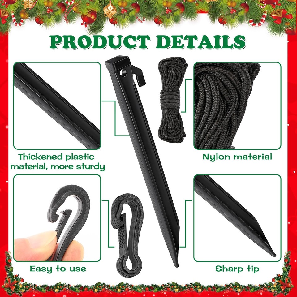 24 Pieces Plastic Inflatable Stakes Set, Include Tent Stakes, Tethers ...