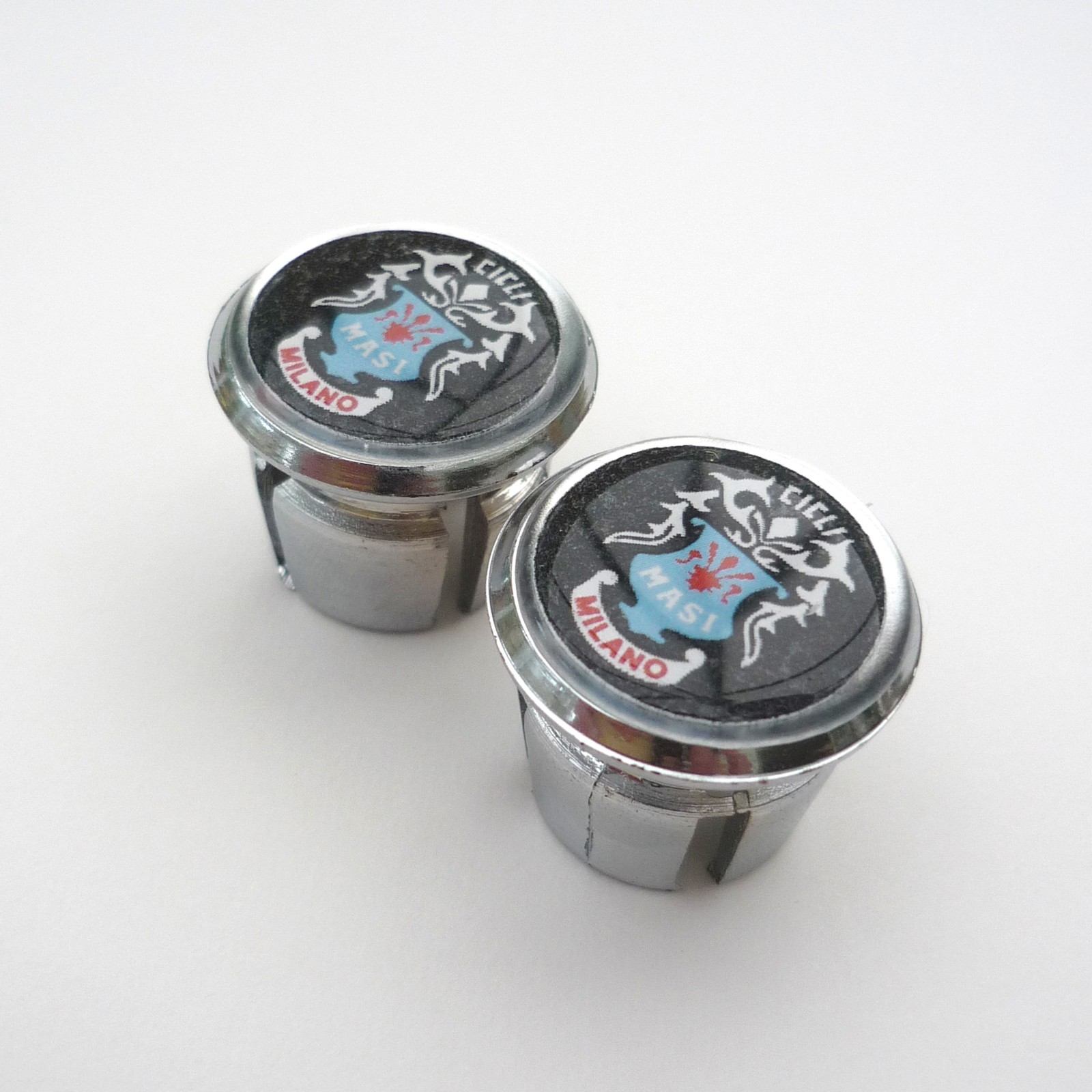 Vintage Style 'MASI' Chrome Racing Bar Plugs, Caps, Repro | eBay