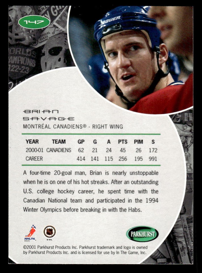 Brian Savage 2001 Parkhurst #147 Montreal Canadiens | eBay