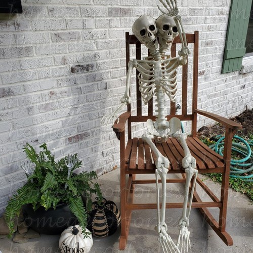 5-Ft Life Size Posable Double Headed Skeleton Halloween Indoor Outdoor ...