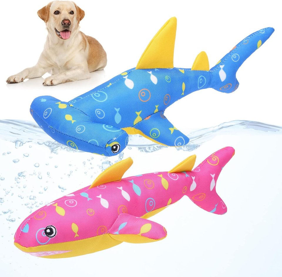 Floating Fetch Pool Toy for Dogs,2 Pack Squeaky Shark Water Toys Pet ...