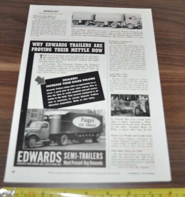 1942 Edwards Trailer Truck Ad Heil Sterling Page's Ice Cream Lincoln ...
