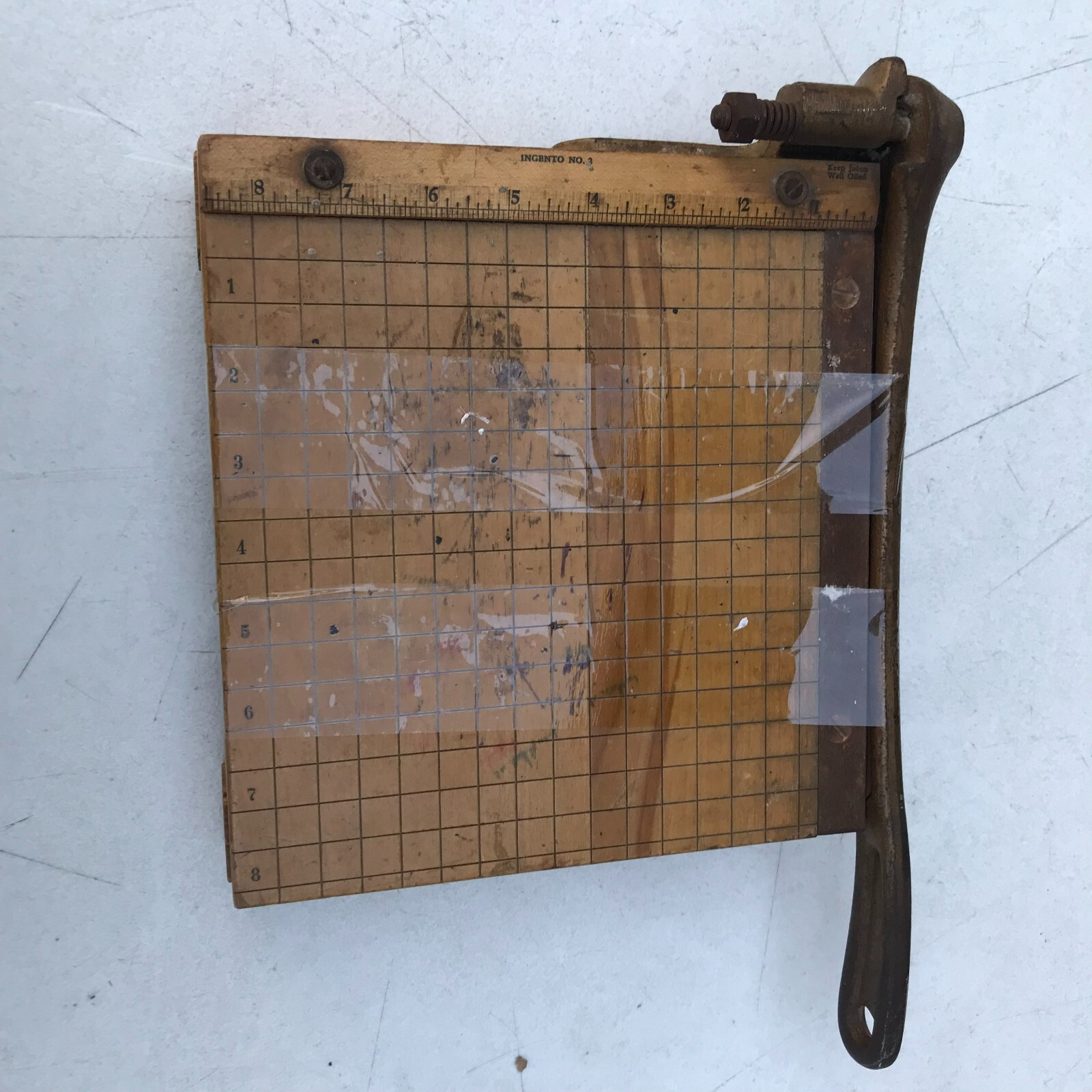 Wood PAPER CUTTER Vintage Ingento No 2 8.5" Ideal School Cast Iron ...