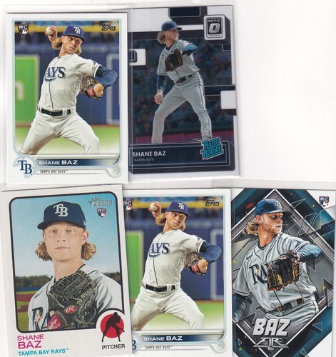 LOT (5) SHANE BAZ RC TAMPA BAY RAYS OPTIC FIRE HERITAGE TOPPS ROOKIE ...