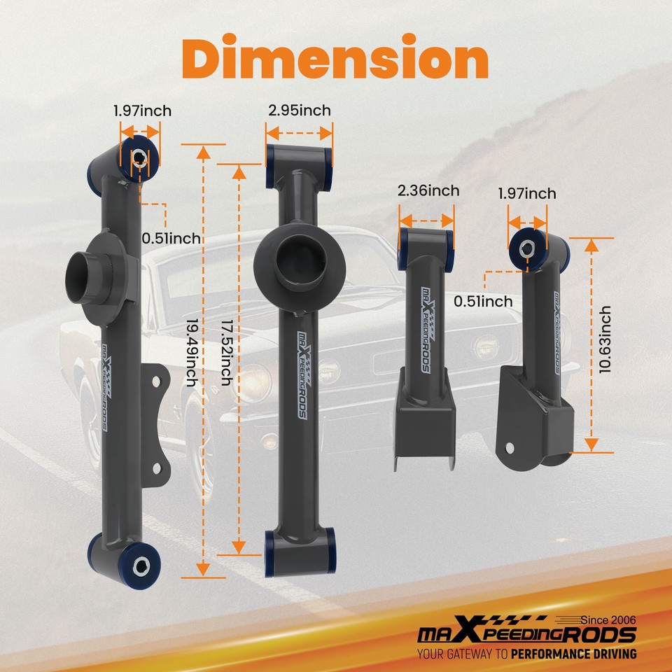 Rear Upper Lower Control Arms Kit w/Hardware For 1979-2004 Ford Mustang ...