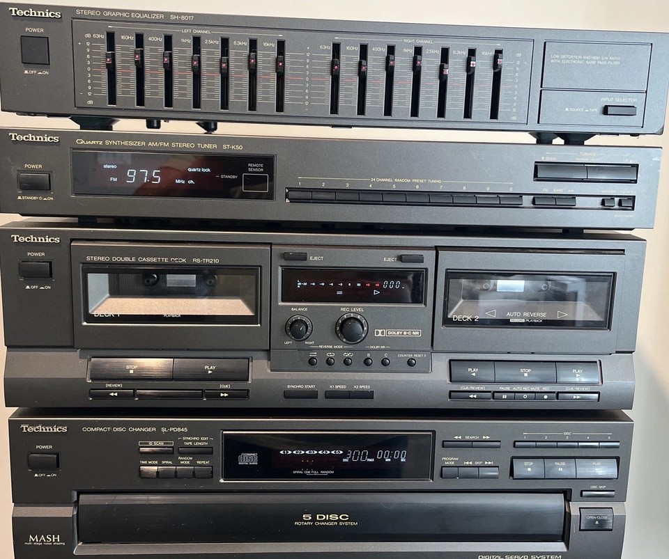 Vintage Technics Stereo System Tuner, Amp, Equalizer, Cassette Deck Cd ...