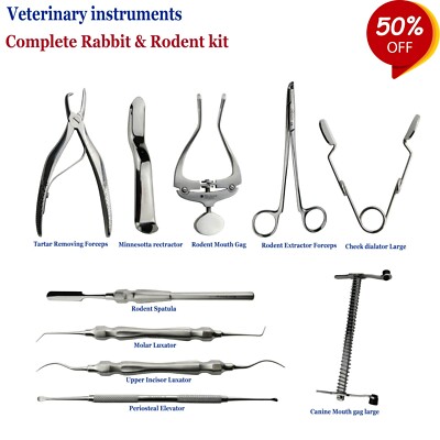 Veterinary Complete Rabbit & Rodent Surgery Kit Canine Mouth Gags Cheek ...