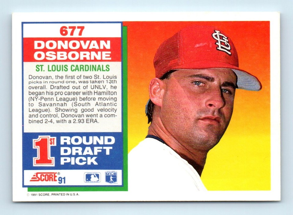 1991 Score Donovan Osborne Rookie St. Louis Cardinals #677 | eBay