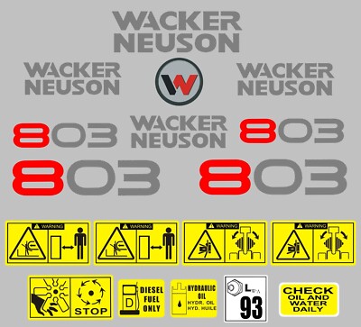 Decal Sticker set for: WACKER NEUSON 803 Mini Digger Pelle Bagger ...