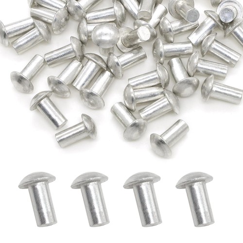 50 Pcs Aluminum Head Rivets, Half Round Rivets Solid Aluminum Rivets ...