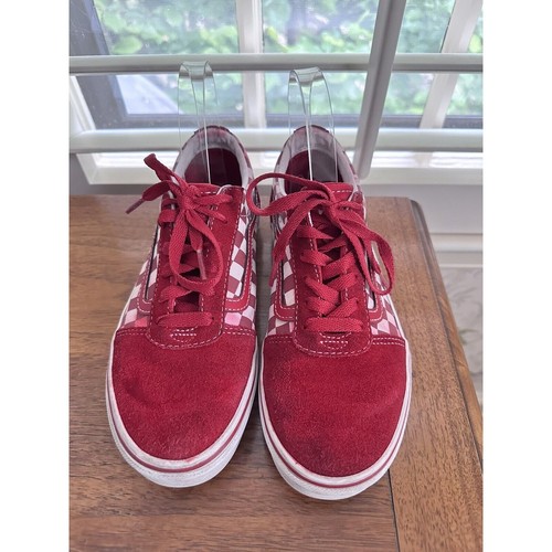Vans Off The Wall Old School Red Checker Suede Lace Up Shoes Women 5 ...