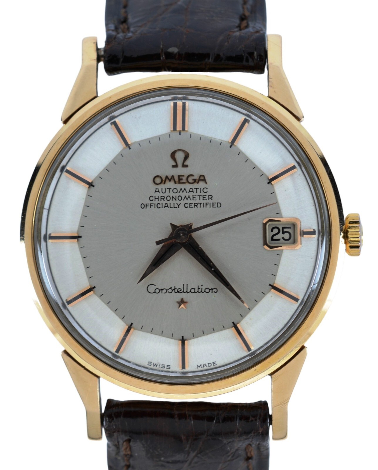 Vintage Men's 34mm Omega Constellation Auto 564 Pie Pan SOLID 18k Gold ...