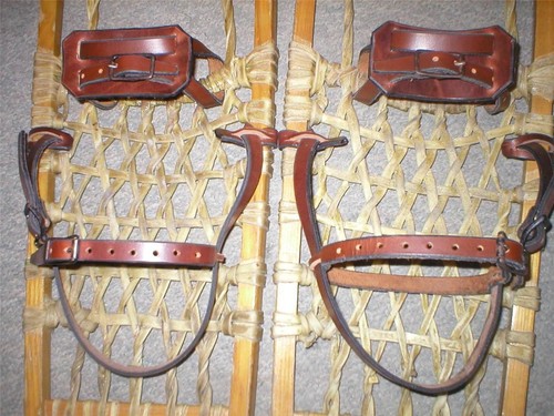 *BINDINGS ONLY* New Pair LEATHER Universal Snowshoe Bindings Straps ...