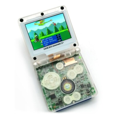 Clear White Game Boy Advance GBA SP Backlit IPS Game Console V5 OSD 15 ...