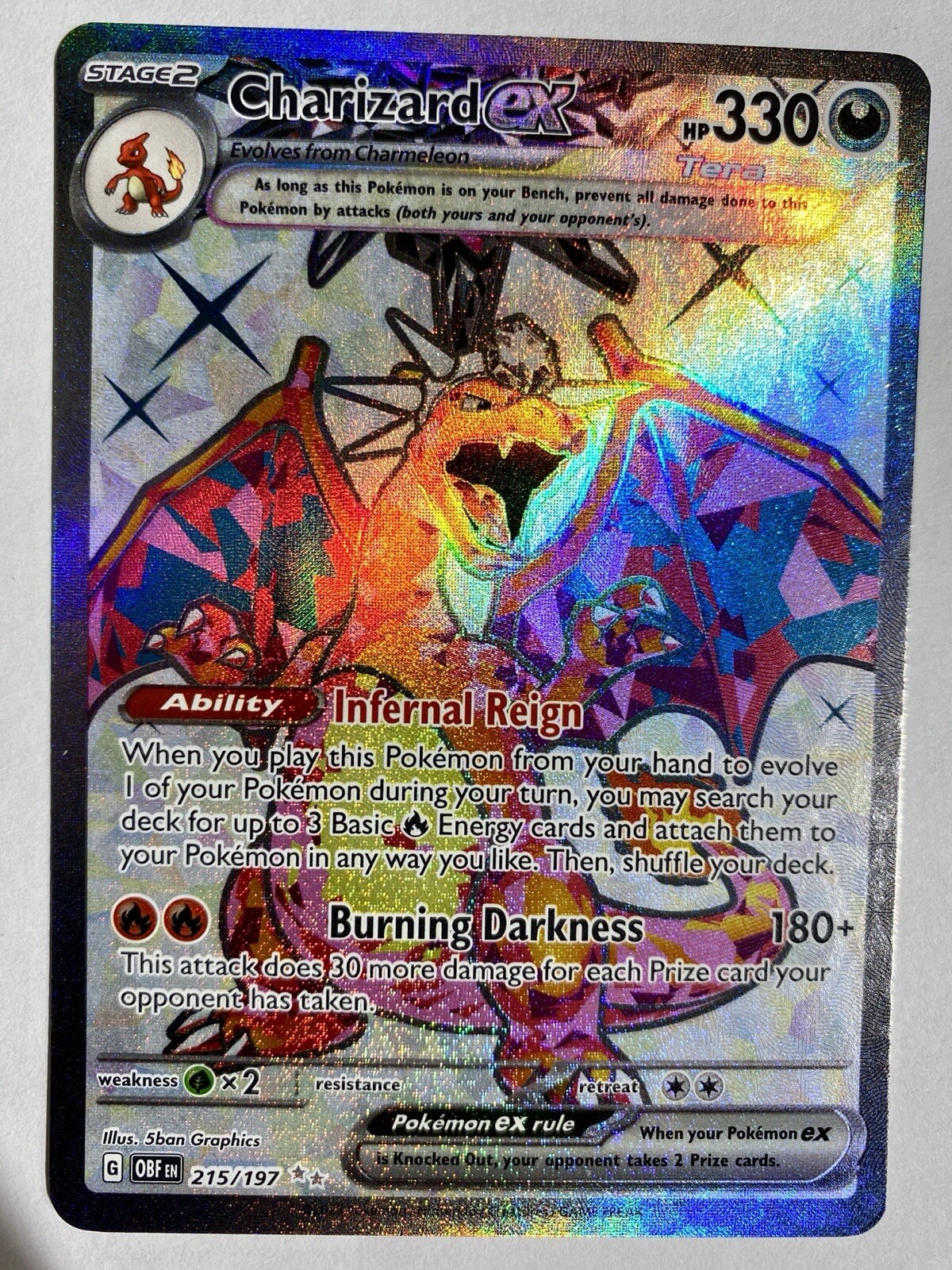 Charizard Ex 215/197 Pokémon TCG: Obsidian Flames Near Mint (NM) Ultra ...