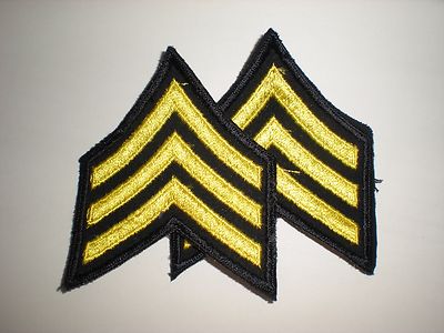 MILITARY/ POLICE COSTUME SERGEANT RANK STRIPES - YELLOW/ BLACK - 1 PAIR ...