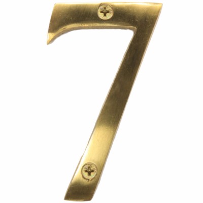 SOLID POLISHED BRASS NUMBER+SCREWS '7' (Seven) 75mm/3" Large House ...