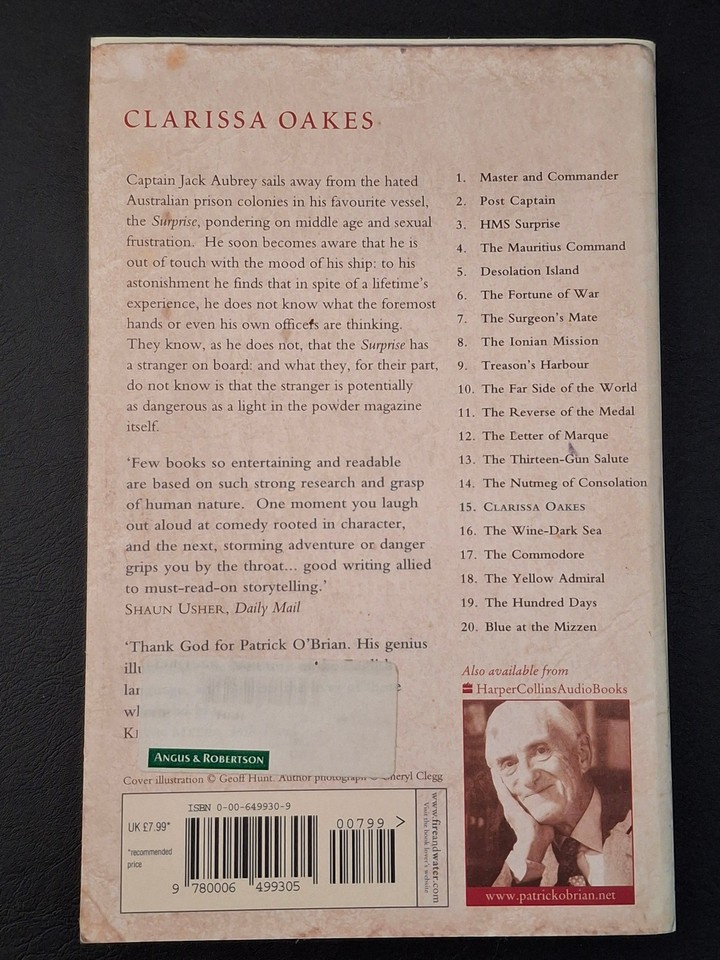 CLARISSA OAKES (AUBREY & MATURIN #15) by PATRICK O'BRIAN PB EXC 2003 | eBay