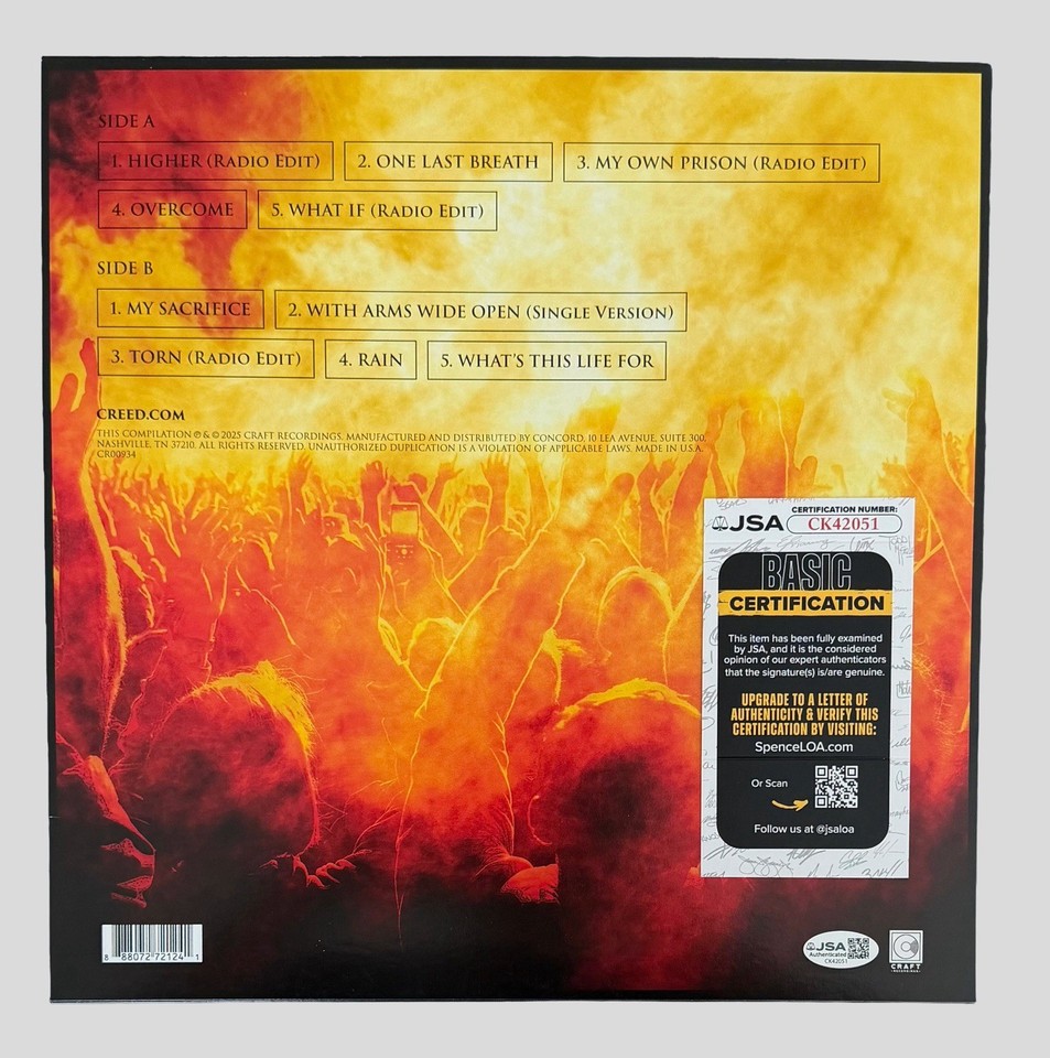 MARK TREMONTI CREED SIGNED THE BEST OF CREED VINYL LP RECORD HIGHER w ...