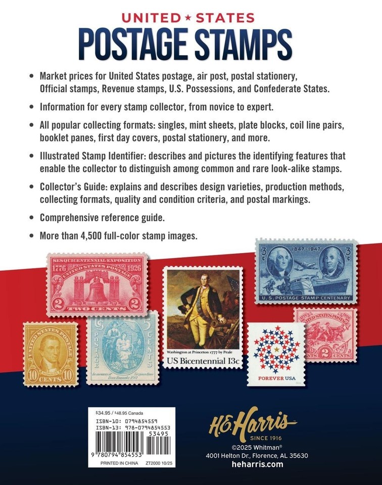 2026 US Postage Stamp Catalog Price List New Harris Collector Guide ...
