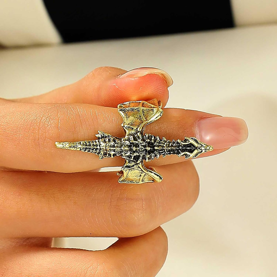 Punk Flying Dragon Ring Halloween Dragon Ring Gold Dragon Finger Ring ...