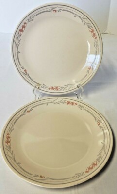 Vintage Corelle Corning Rose Dinner Plates 10-1/4" Lot of TWO Rose ...