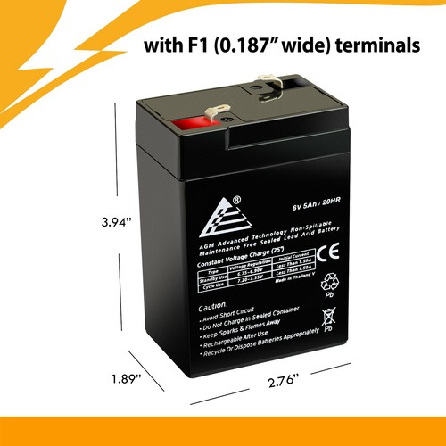 2 Pack: ExpertBattery 6V 5Ah SLA Battery for Peak Halogen 5Million ...
