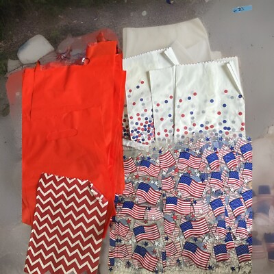 90 Pc Treat Bags Red White Blue Kids Party Favor Cellophane Paper ...