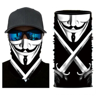2 Pcs. Face Mask Bandana Neck Gaiter Guy Faux Anonymous neck scarf USA ...