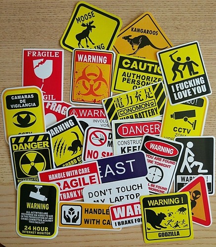 stickers autocollant DANGER WARNING ATTENTION FRAGILE X 25 , 50 ,100 ...