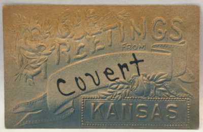 Greetings From Covert, Kansas, Airbrushed Raised Print Vintage Greeting ...