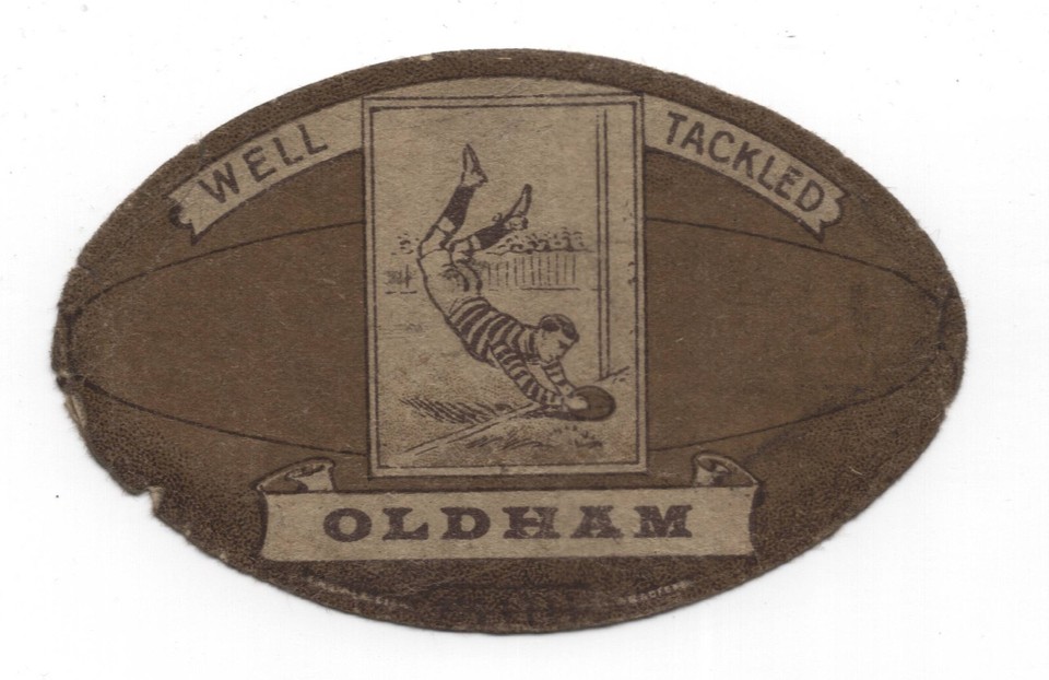 (Gd4092) John Baines Rugby Football Ball Card, OLDHAM c1915 Well ...