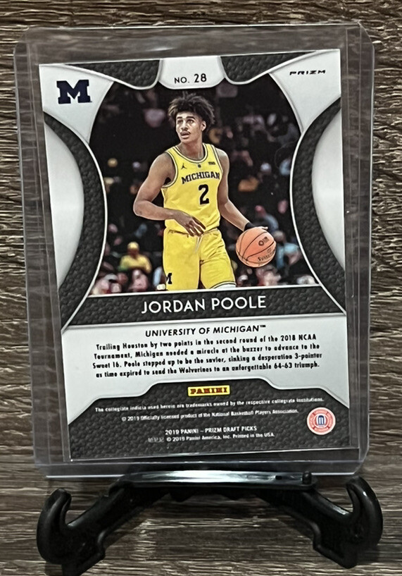 Jordan Poole 2019-20 Prizm Draft Picks Silver Rookie RC SP #28 Warriors ...