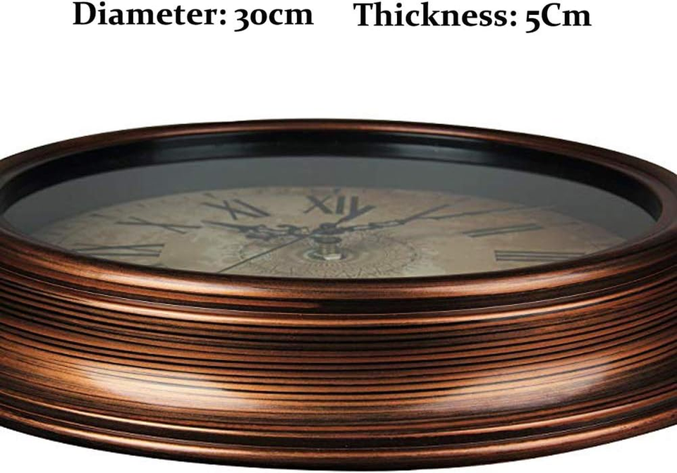12 Inch Wall Clock Silent Non-Ticking Vintage Roman Numerals round Wall ...