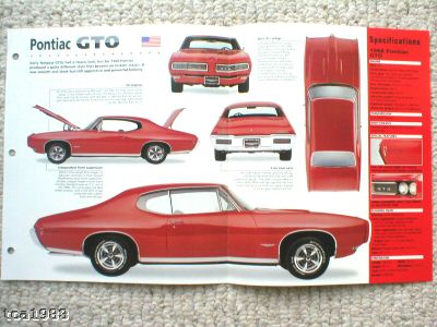 1968 PONTIAC GTO/G.T.O. > SPEC SHEET/Brochure/Catalog | eBay