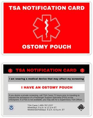 TSA Notification Card for Ostomy/Colostomy Pouch/Bag - Wallet Version ...